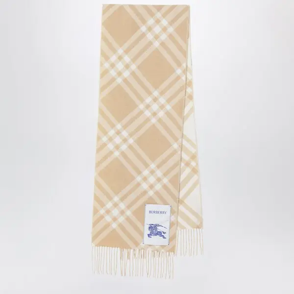 Burberry Sand Check Cashmere Scarf - Beige