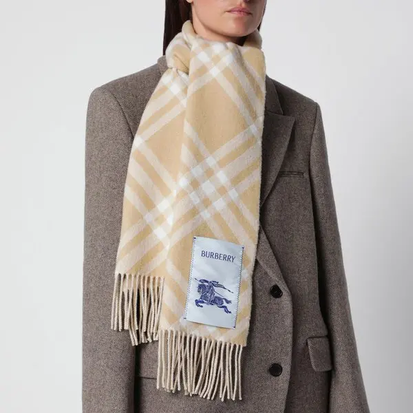 Burberry Sand Check Cashmere Scarf