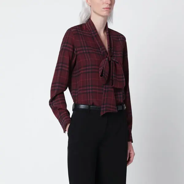 Burberry Check Silk Shirt - Purple