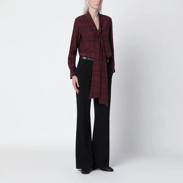 Burberry Check Silk Shirt With Neck Tie