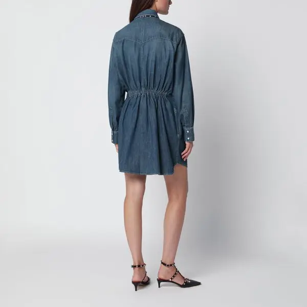 Valentino Garavani Medium Denim Dress With Polka-dot Scarf