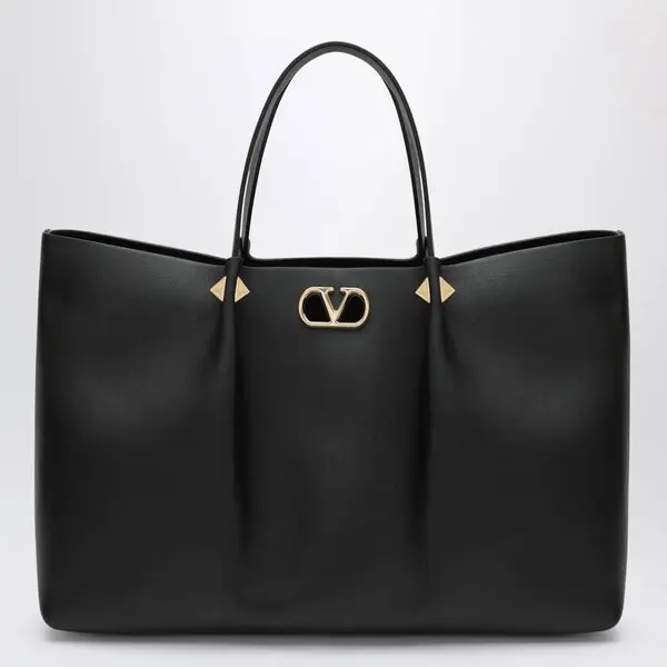 Valentino Garavani Large Rockstud Leather Shopping Bag - Black