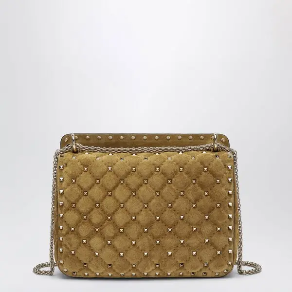 Valentino Garavani Medium Rockstud Spike Havana Suede Bag