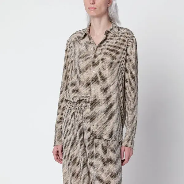 Balenciaga And Black Monogram Silk Shirt - Beige