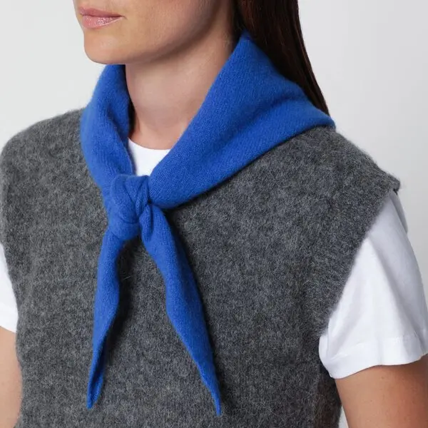 LE BONNET Bandana In Wool And Caregora In Royal Azure