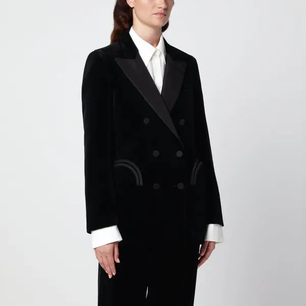 BLAZÉ MILANO Velvet Peak Lapel Double-breasted Blazer