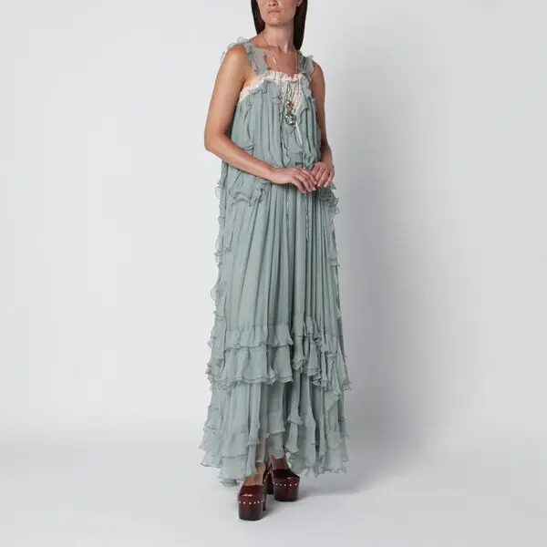 Chloé Smoggy Long Silk Dress - Green