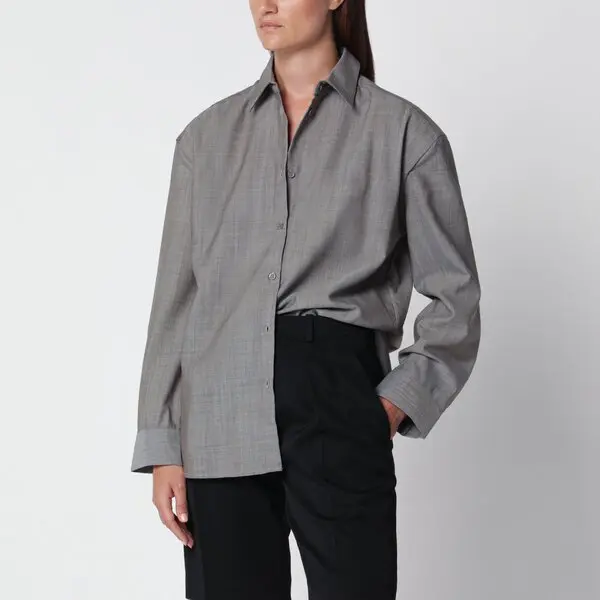 THE FRANKIE SHOP Bina Taupe Wool Shirt - Beige