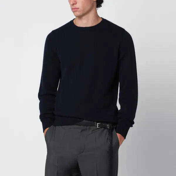 DRUMOHR Navy Crew-neck Sweater In Cashmere