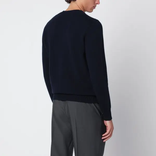 DRUMOHR Navy Crew-neck Sweater In Cashmere