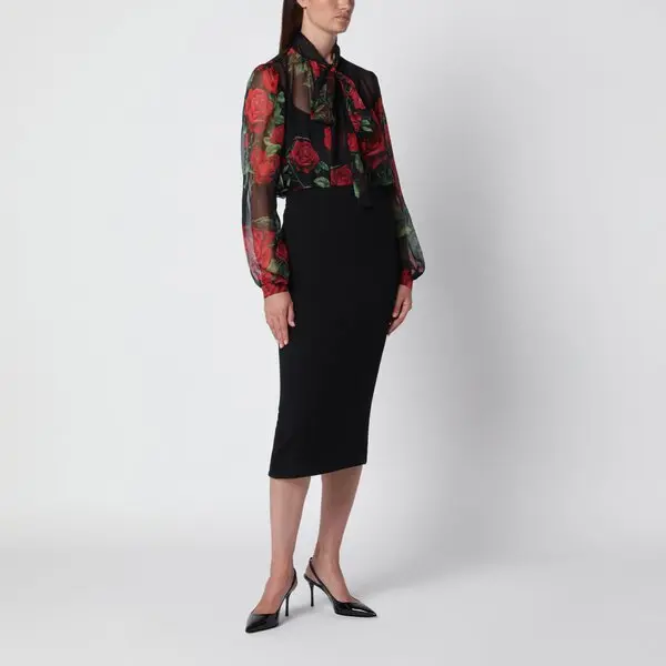 Dolce & Gabbana Silk Rose Print Blouse