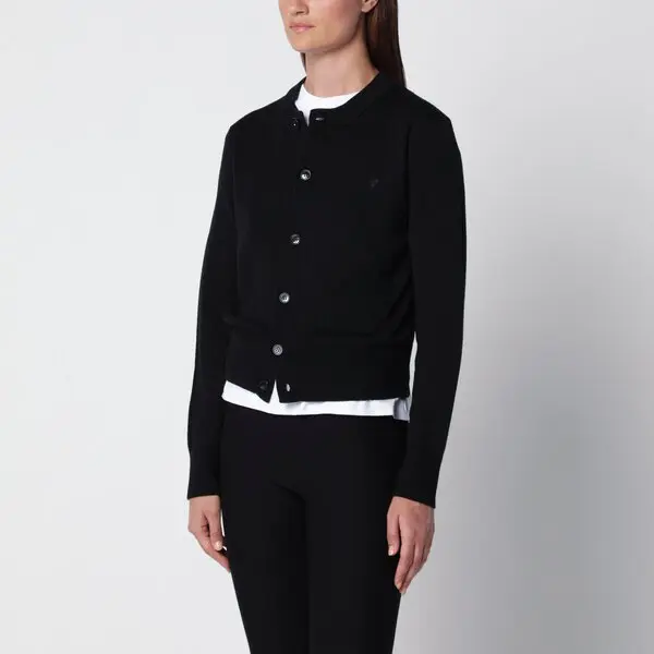 AMI Paris De Coeur Wool Cardigan - Black