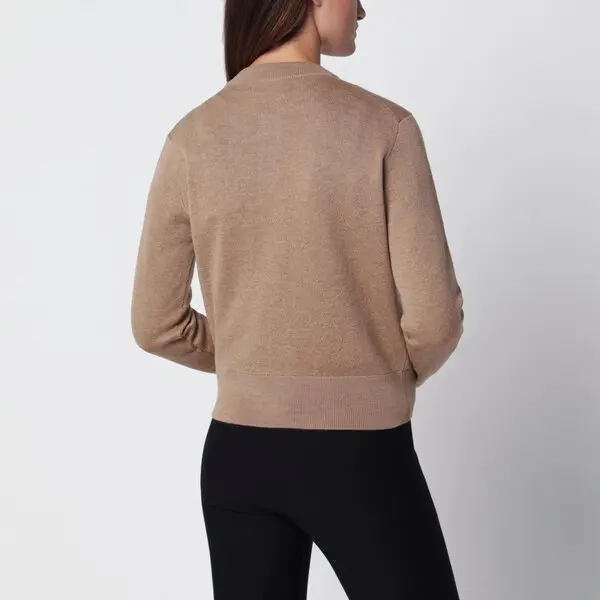 AMI Paris Camel De Coeur Wool Cardigan