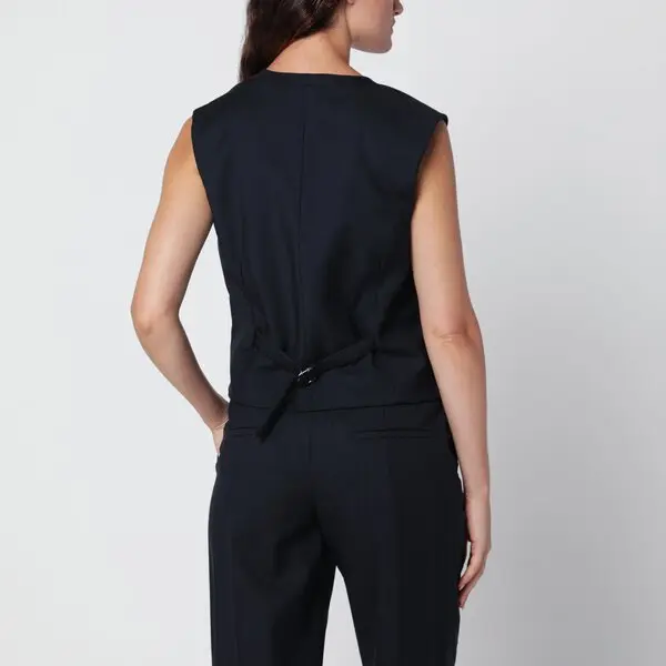BLAZÉ MILANO Feral Vest In Navy Wool And Mohair