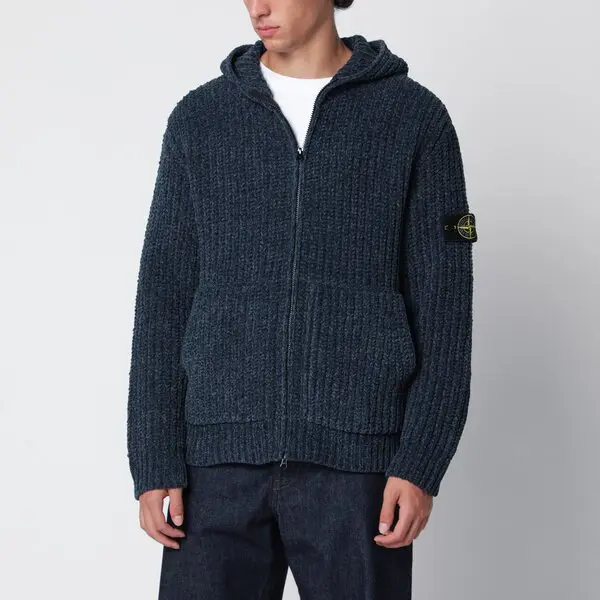 Stone Island Steel Chenille Zip-up Hoodie - Blue