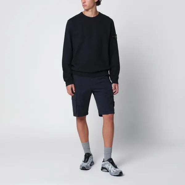 Stone Island Navy Stretch Cotton Cargo Shorts
