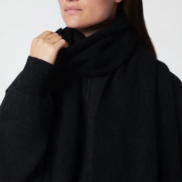 LE BONNET Scarf In Wool And Caregora In Onyx