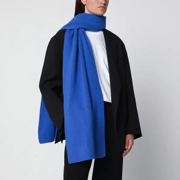 LE BONNET Scarf In Wool And Caregora In Royal Azure