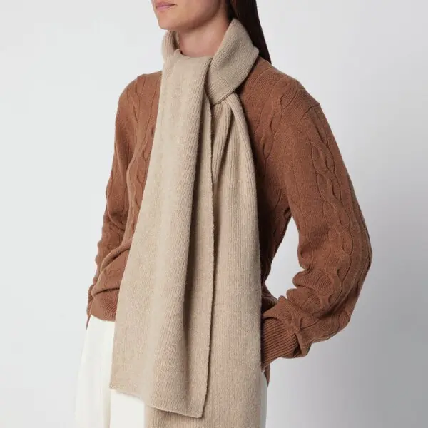 LE BONNET Scarf In Wool And Caregora In Sand