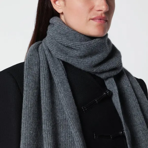 LE BONNET Scarf In Wool And Caregora In Slate