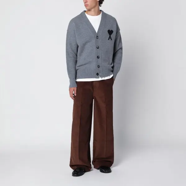 AMI Paris De Coeur Merino Wool Cardigan