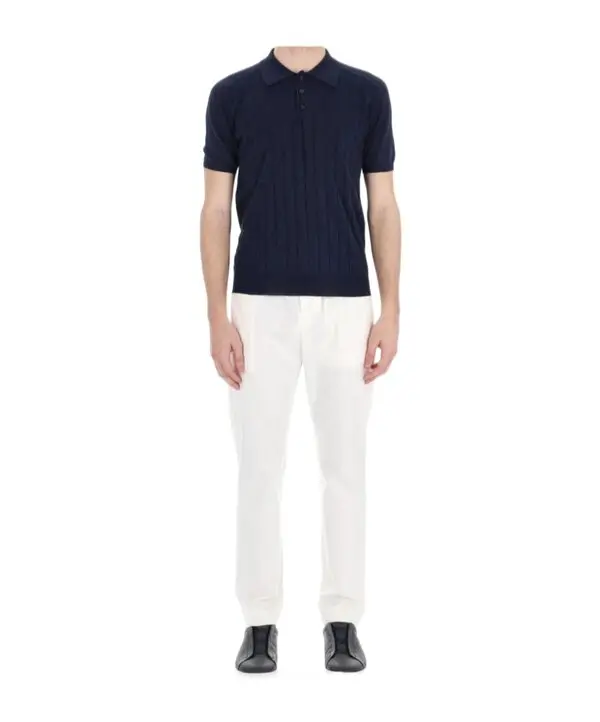 ROBERTO COLLINA Short Sleeved Buttoned Polo Shirt - Blue
