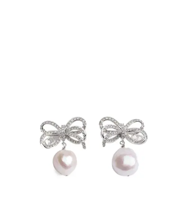 Dior Bow Earrings - Gray