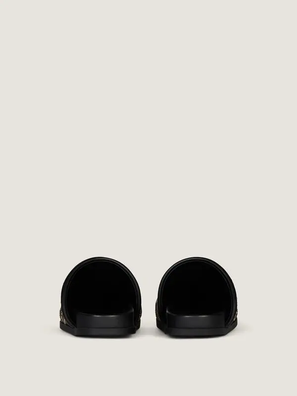 Givenchy Label Flat Mules In Leather With Studs