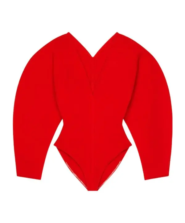 Givenchy Cocoon Bodysuit In Engineered Knit - Poppy Red