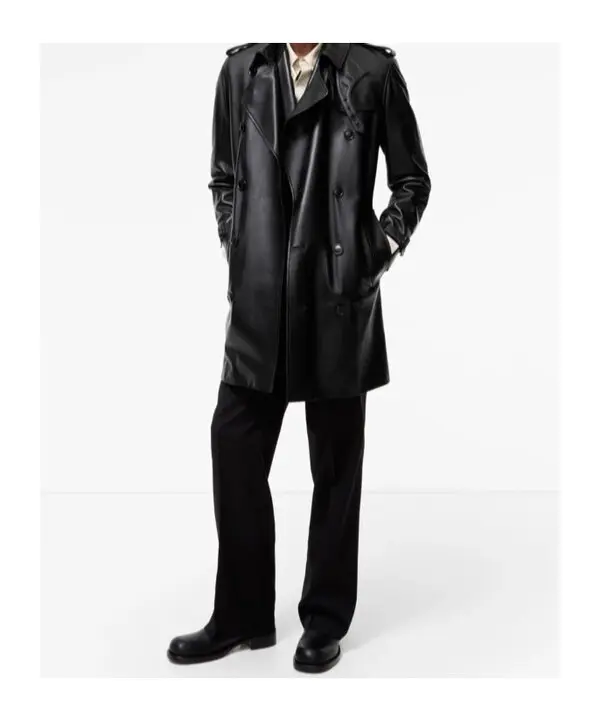 Burberry Mid-length Leather Kensington Trench Coat