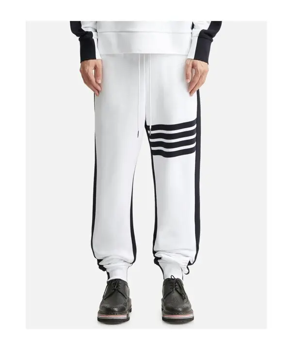Thom Browne Colorblock Drawstring Sweatpants - White/navy