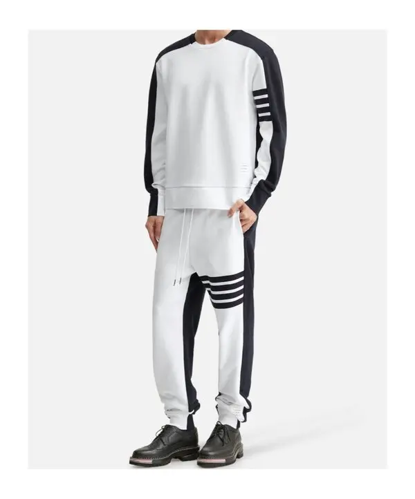 Thom Browne Colorblock Drawstring Sweatpants - White/navy