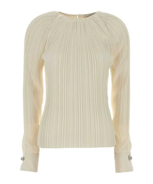 LANVIN Plissé-effect Buttoned-cuff Top - Nude