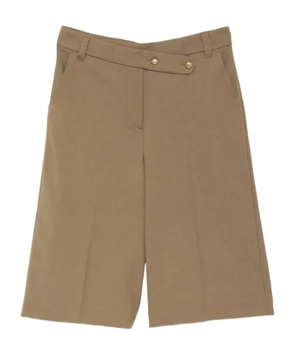 Pinko Merlot Asymmetric-waistband Tailored Shorts - Brown