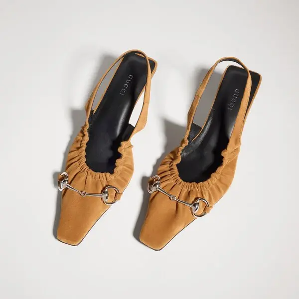 Gucci Vittoria Slingback Pumps With Horsebit Detail - Maroon