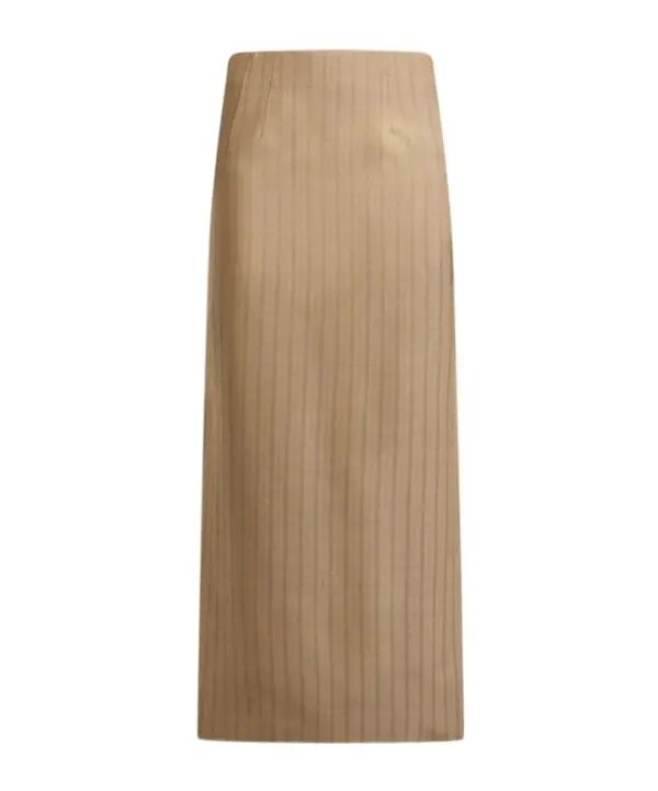 Etro Wool Jacquard Midi Skirt With Striped Pattern - Light Brown