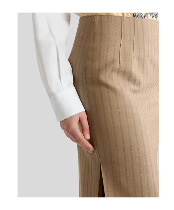 Etro Wool Jacquard Midi Skirt With Striped Pattern