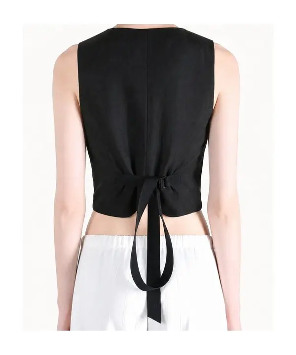ANN DEMEULEMEESTER V-neck Vest With Button-front Closure And Tie Detail