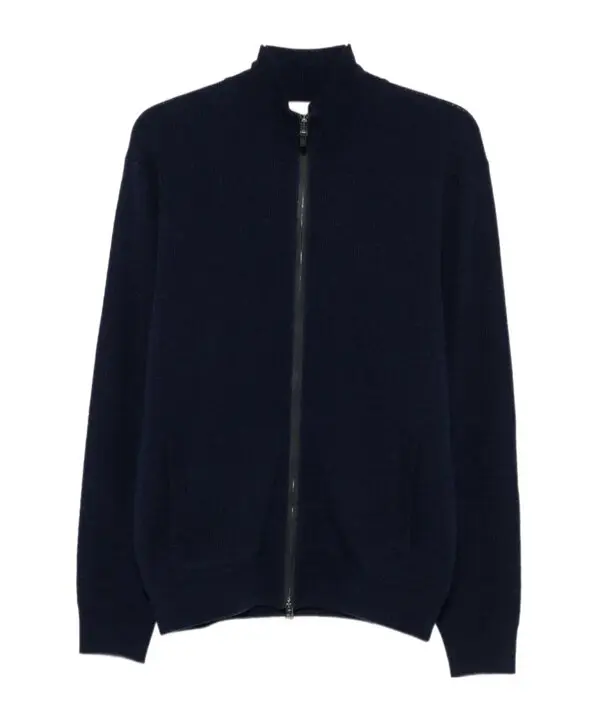 Canali Zip-up Ribbed-knit Sweater