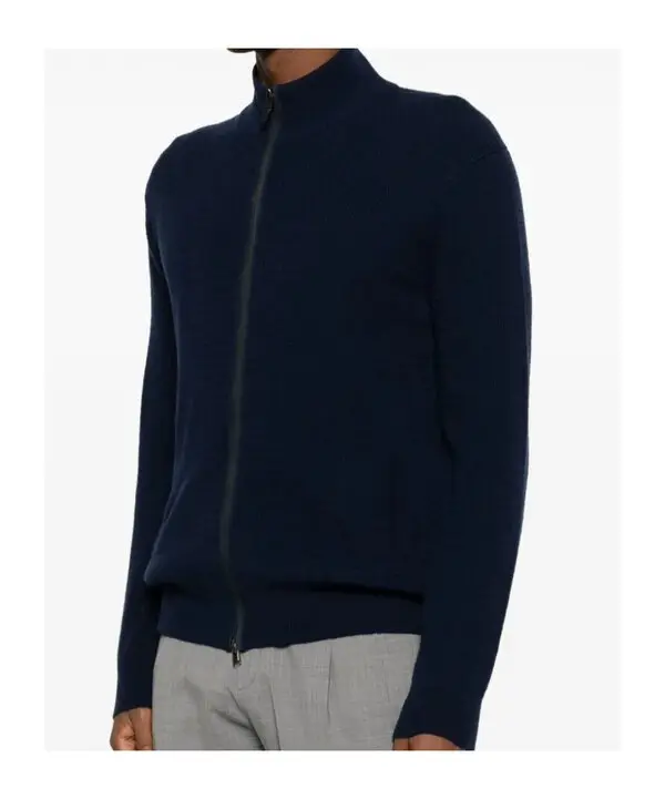 Canali Zip-up Ribbed-knit Sweater