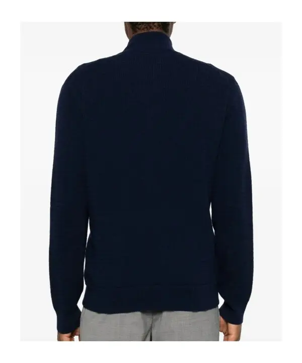 Canali Zip-up Ribbed-knit Sweater