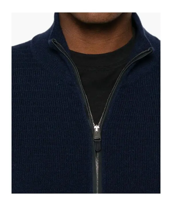 Canali Zip-up Ribbed-knit Sweater