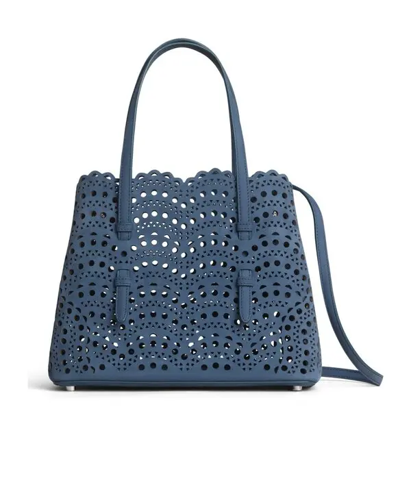 Alaïa Mina 25 Bag In Perforated Vienne Nubuck - Blue