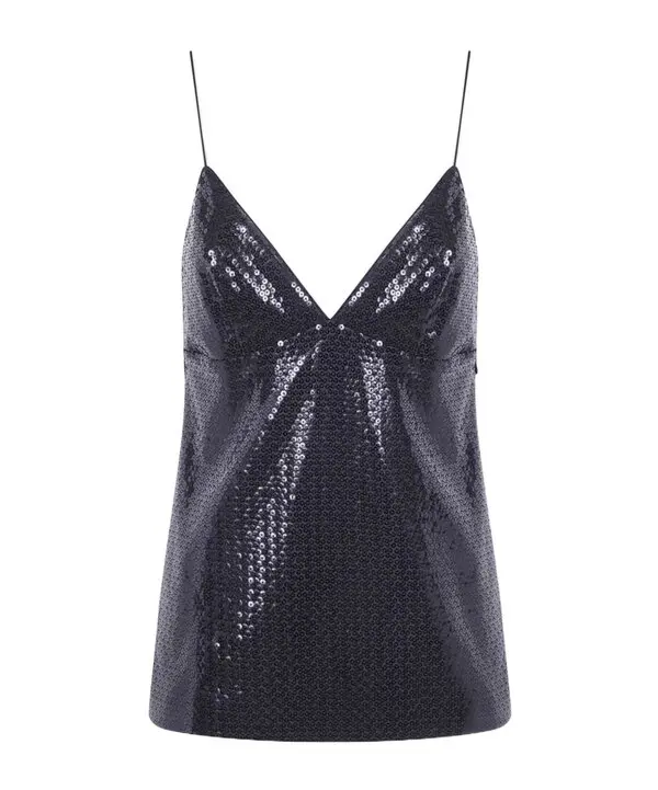 Alberta Ferretti Sequin V-neck Camisole - Black