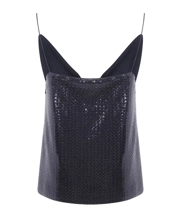 Alberta Ferretti Sequin V-neck Camisole - Black