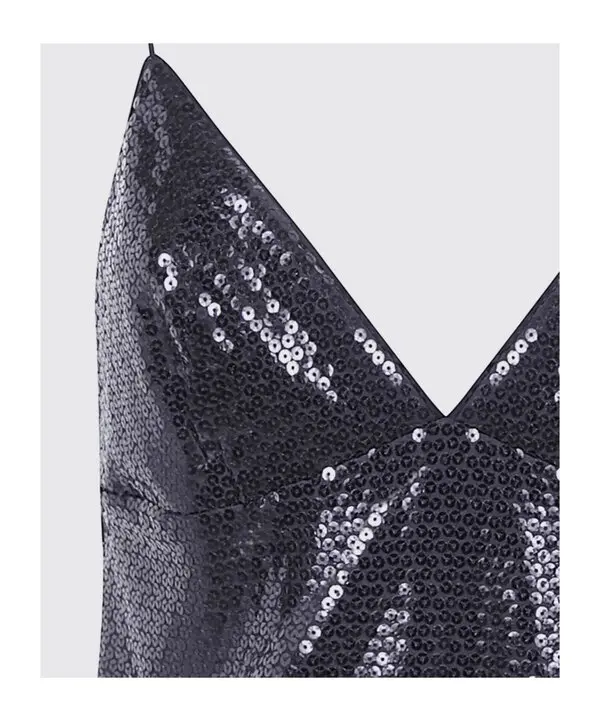 Alberta Ferretti Sequin V-neck Camisole - Black