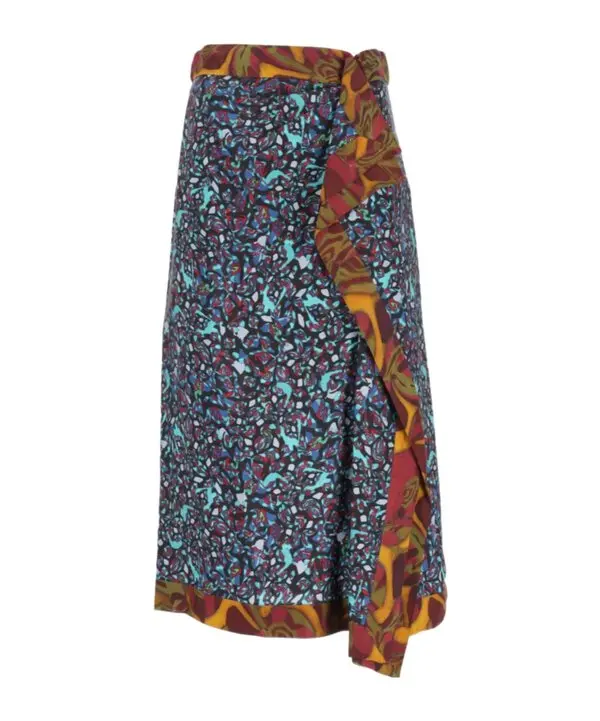 Dries Van Noten Midi Draped Abstract-print Skirt - Multi-color