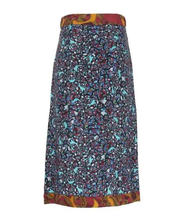 Dries Van Noten Midi Draped Abstract-print Skirt