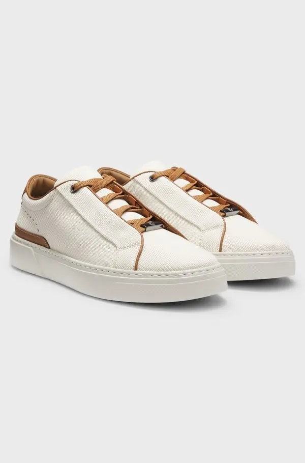 Hugo Boss Gary Trainers With Canvas Uppers And Leather Trims