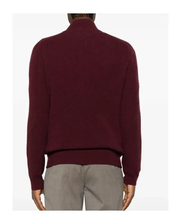 Canali Zip-up Ribbed-knit Sweater